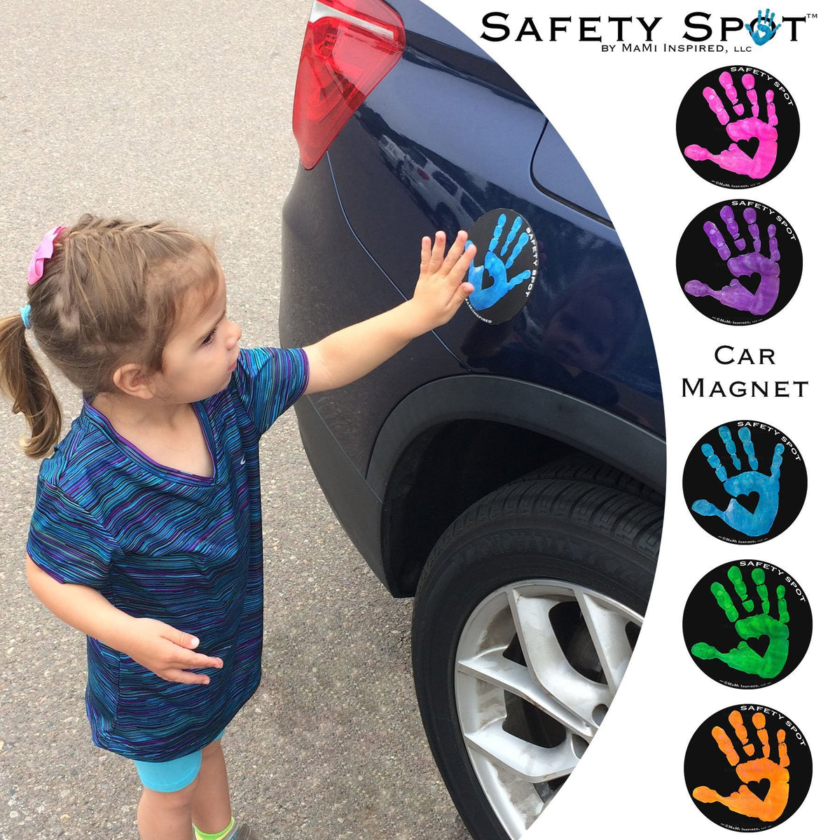 Safety Spot ™ MAGNET - Kids Handprint for Car Parking Lot Safety - BLA