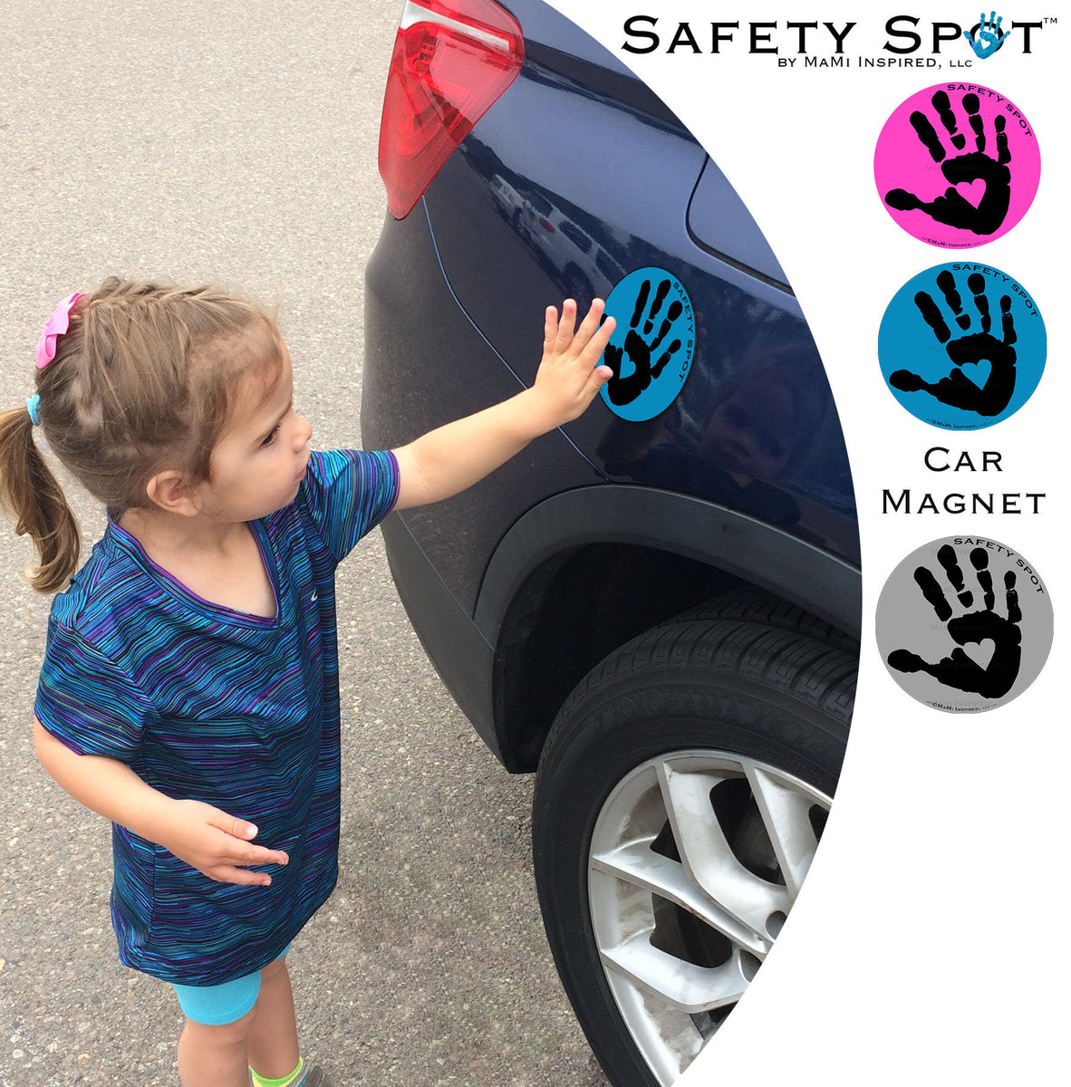 Safety Spot ™ MAGNET - Kids Handprint for Car Parking Safety - BLACK H